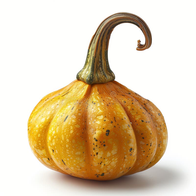 Single Yellow Squash with Curled Stem on White Background Stock Image ...