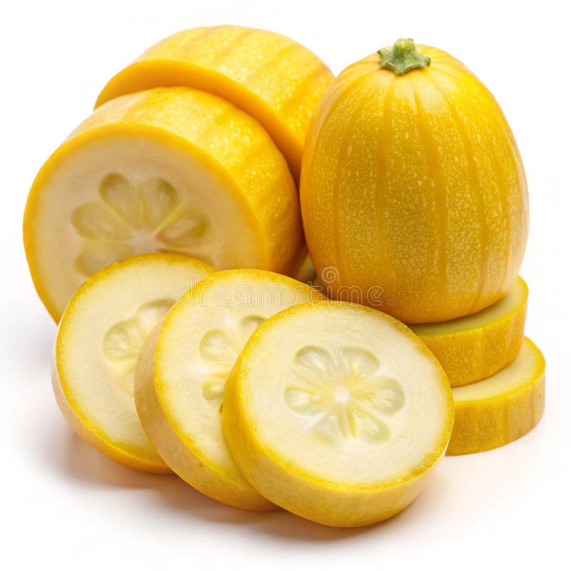 Sliced Yellow Squash Isolated Stock Illustration - Illustration of ...
