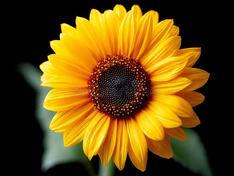 A Single Yellow Sunflower with a Black Background Stock Image - Image ...