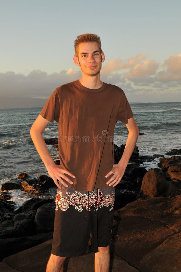 Single Young Teenage Man on Stock Image - Image of male, beach: 18432507