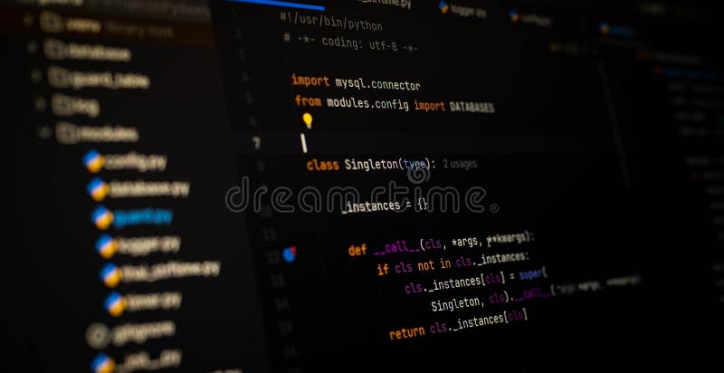 Singleton Design Pattern in Python Stock Image - Image of mysql ...