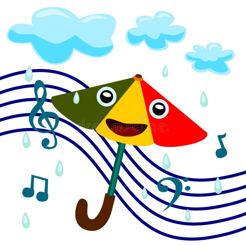 Sings in the rain stock illustration. Illustration of music - 23973529