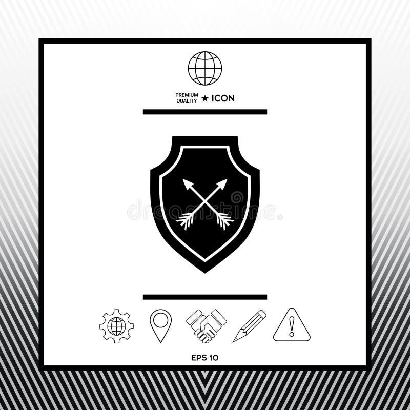Shield with Arrows. Protection Icon Stock Vector - Illustration of lock ...