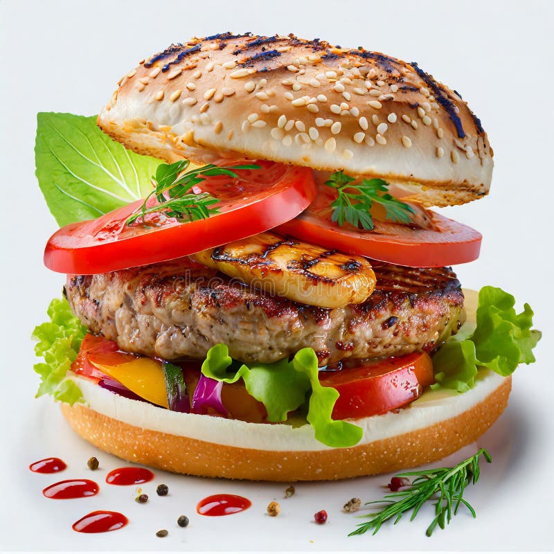 Singular Burger Elegance: a Lone Hamburger Exudes Elegance on a ...