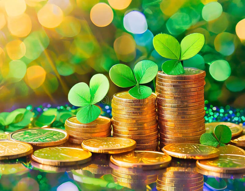 A Singular Glint of Gold Coins, St. Patrick S Day Stock Illustration ...