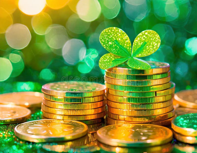 A Singular Glint of Gold Coins, St. Patrick S Day Stock Illustration ...
