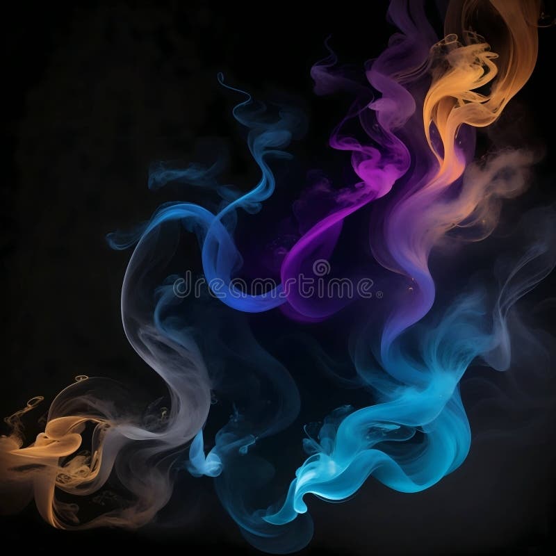 A Singular Intricately Flowing Different Colored Smoke Stream Against ...