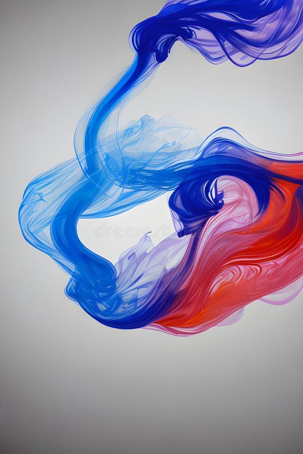 A Singular Intricately Flowing Different Colored Smoke Stream Against ...