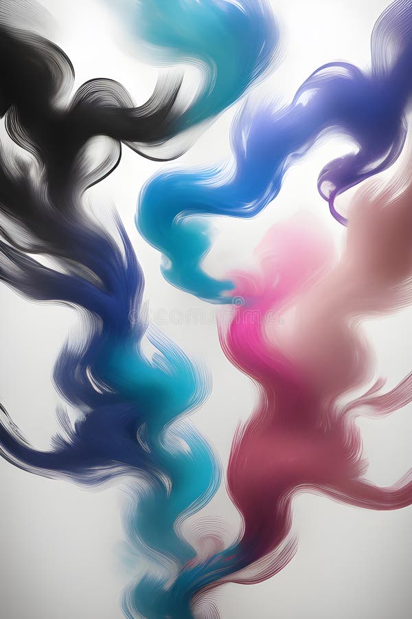 A Singular Intricately Flowing Different Colored Smoke Stream Against ...