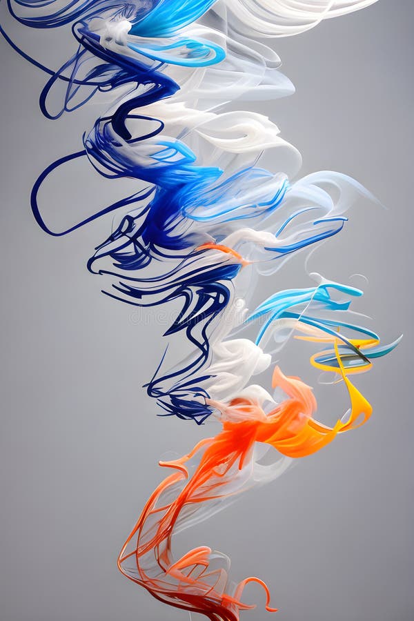 A Singular Intricately Flowing Different Colored Smoke Stream Against ...