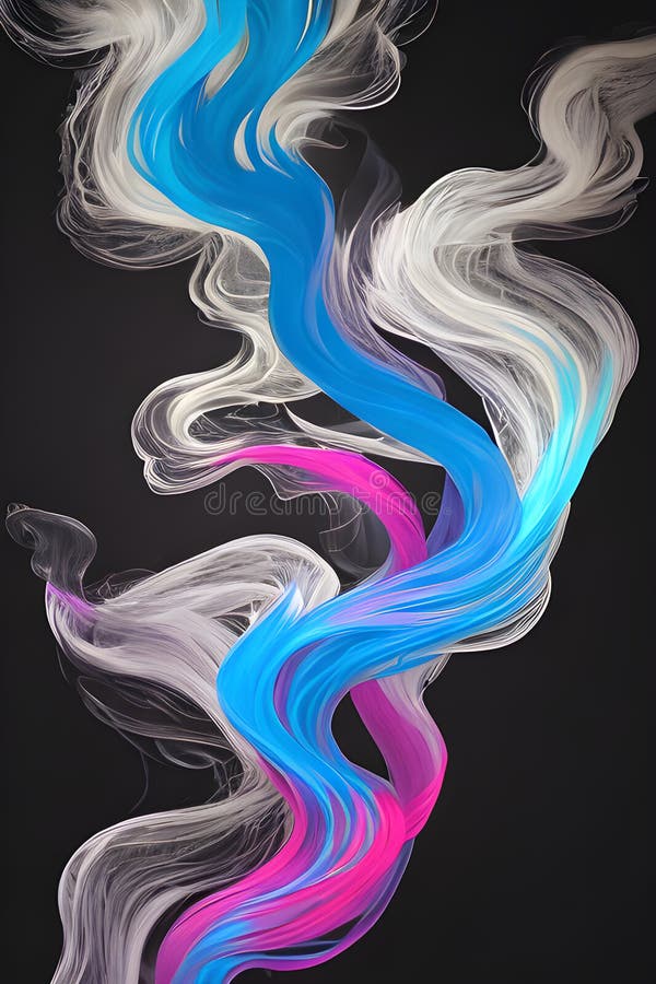 A Singular Intricately Flowing Different Colored Smoke Stream Against ...