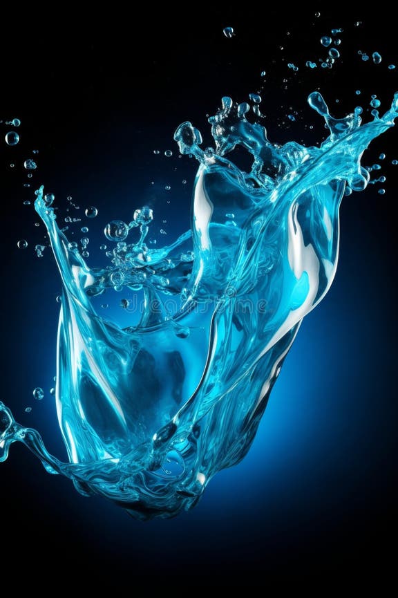 Singular Vortex Water Splash Isolated on Dark Backdrop for Dramatic ...