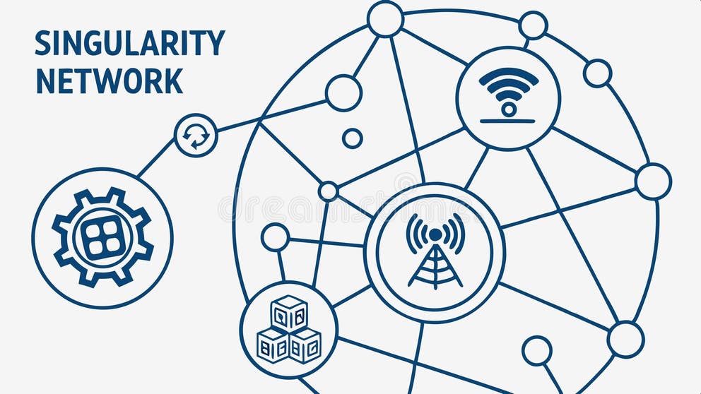 Singularity Network Diagram, Technological Advancement and Future Technology Vector Design ...