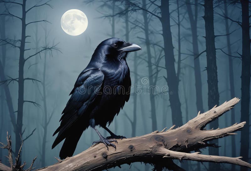 The Sinister Beak in a Spooky Forest Stock Illustration - Illustration ...