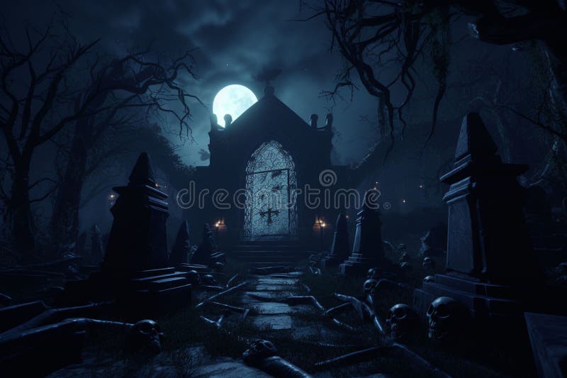 Sinister Graveyard Crypt Shadows Shadows Shadows Stock Illustration ...