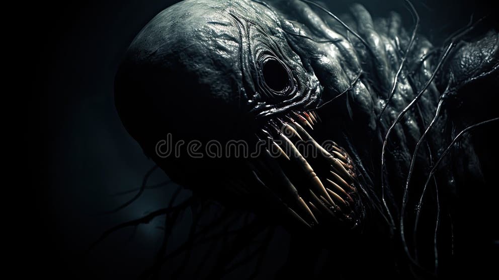 The Sinister Grin of a Monster in the Dark. the Gaze from the Darkness ...