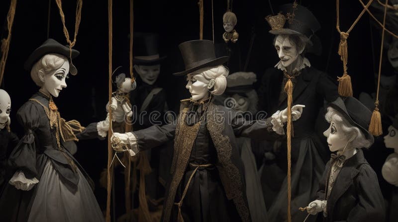 A Sinister Puppet Master Controlling Ghostly Marionettes Stock ...
