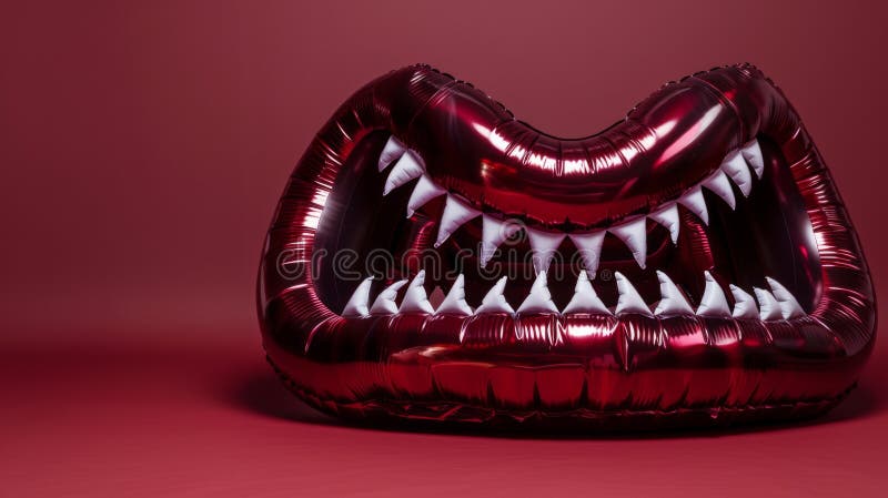 Sinister Red Inflatable Pool Float with Sharp Teeth Design Stock Image ...