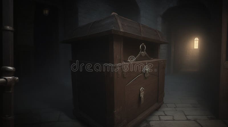 A Sinister Shadow Emerging from an Old, Locked Chest Stock Illustration ...