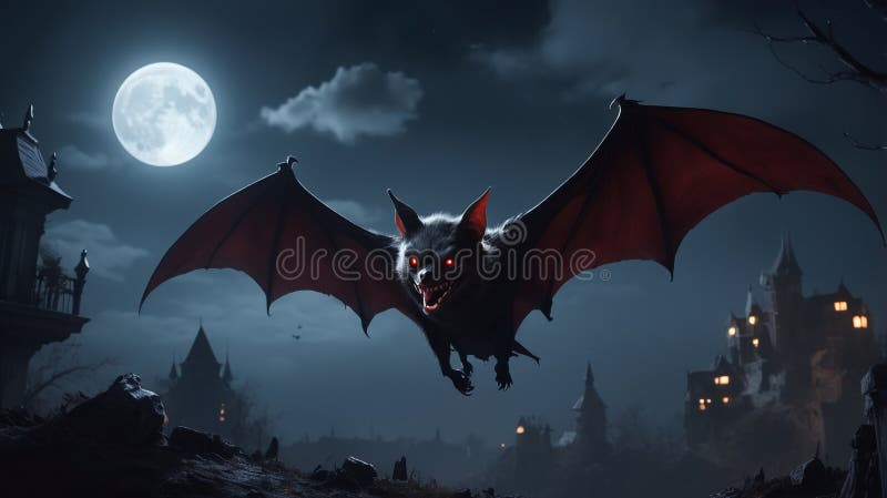 A Sinister Vampire Bat with Sharp, Gleaming Teeth Soars through the ...
