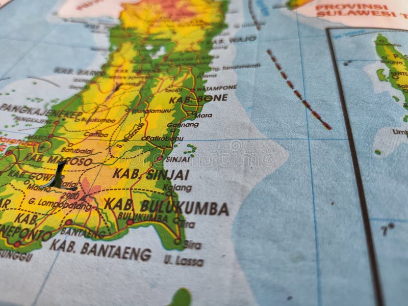 Sinjai Regency Map and Major Cities Around it on Physical Map Stock ...