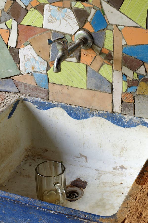 Sink ceramic tile mosaic stock photo. Image of enameled - 73806532