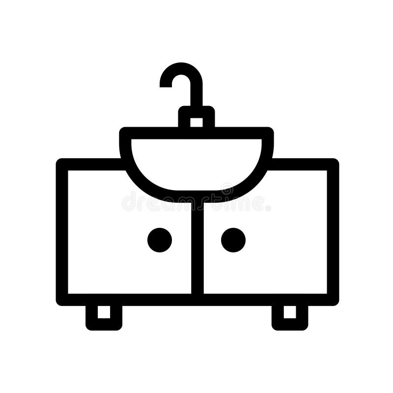 Sink Icon Logo or Illustration with Outline Stroke Style Vector Design ...