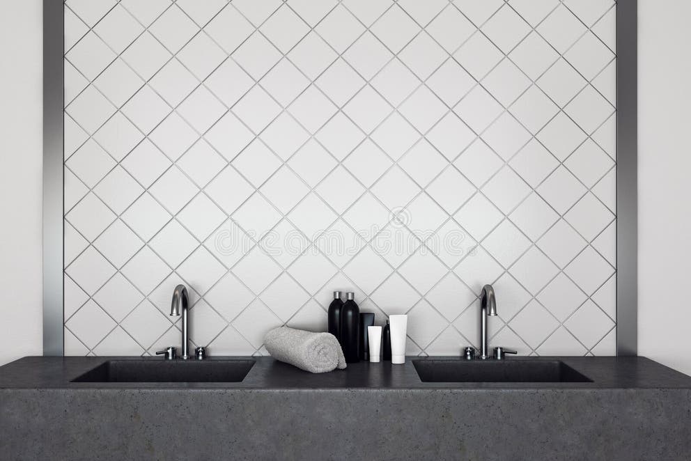 Sink with objects stock illustration. Illustration of interior - 114911802