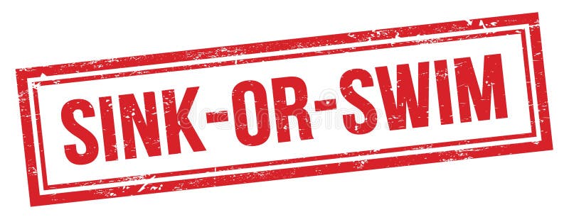 SINK-or-SWIM Text on Black Yellow Sticker Stamp Stock Illustration ...