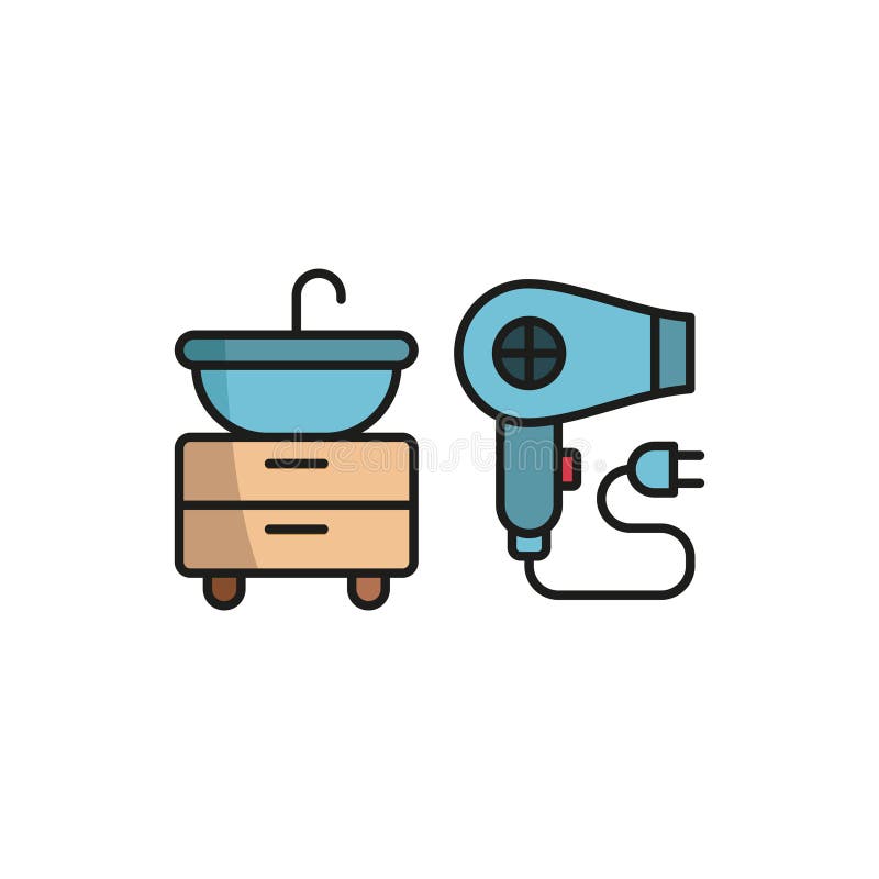 Sink and Trash Bin Set Icon Vector Stock Vector - Illustration of throw ...