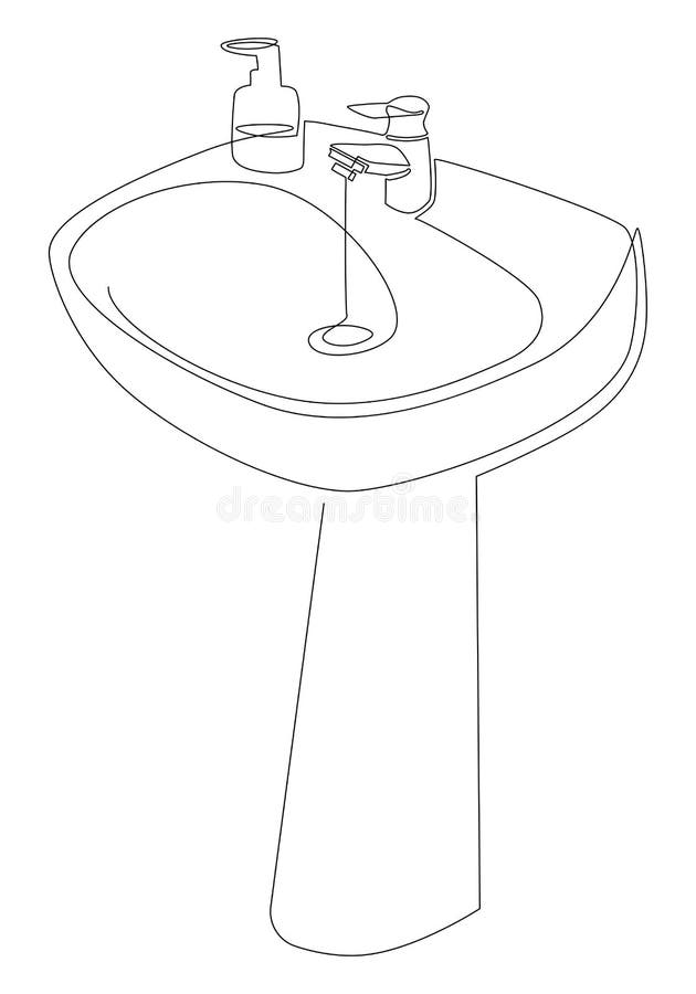 Sink Tulip for Washing Hands in the Bathroom.Vector Illustration Stock ...