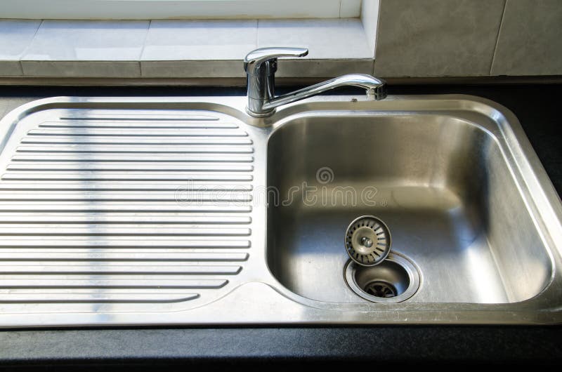 Shiny New Kitchen Sink Drain Stock Image - Image of kitchen, texture ...