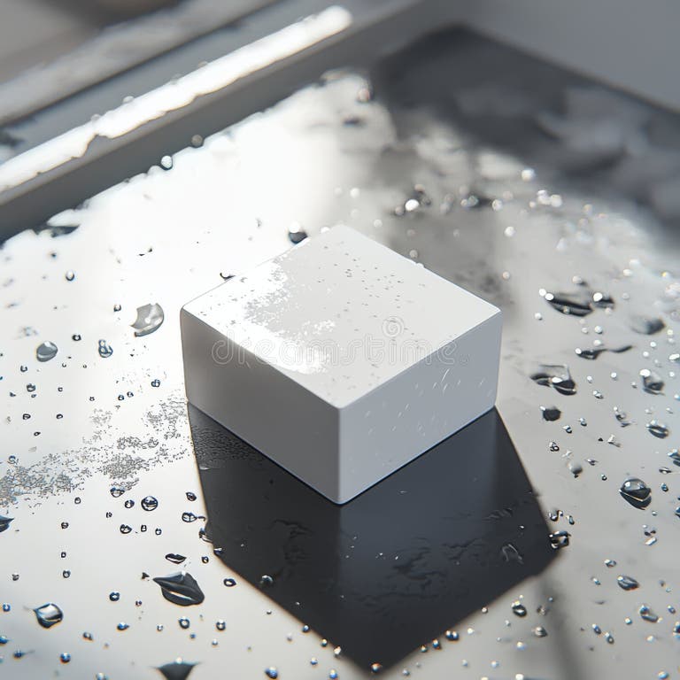 In a Sink, White Plastic Square Container with Water Drops Stock Photo ...