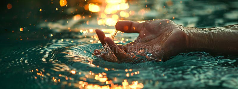 Sinking Hand of a Man in the Water. Selective Focus Stock Illustration ...