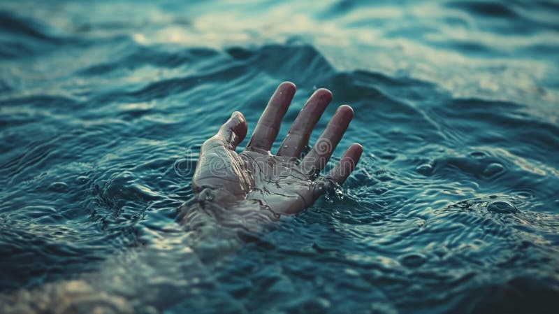 Sinking Hand of a Man in the Water. Selective Focus Stock Photo - Image ...