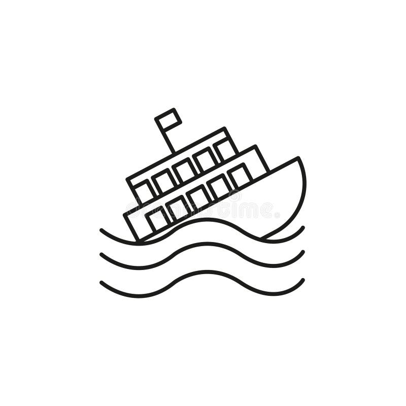 Sinking Icon Flat Line Symbol Set Stock Illustration - Illustration of sinking, ocean: 340398795