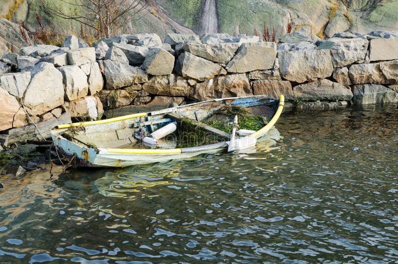 Sinking Rowboat stock photo. Image of lake, rowboat, calm - 6691228