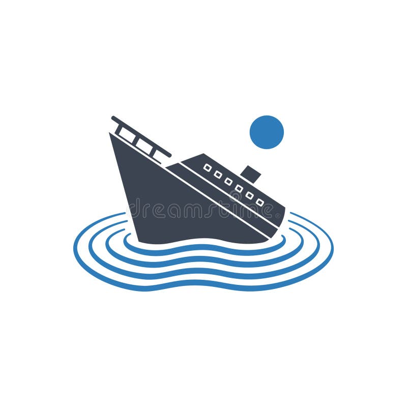 Sinking Ship Front icon stock vector. Illustration of sign - 348613508