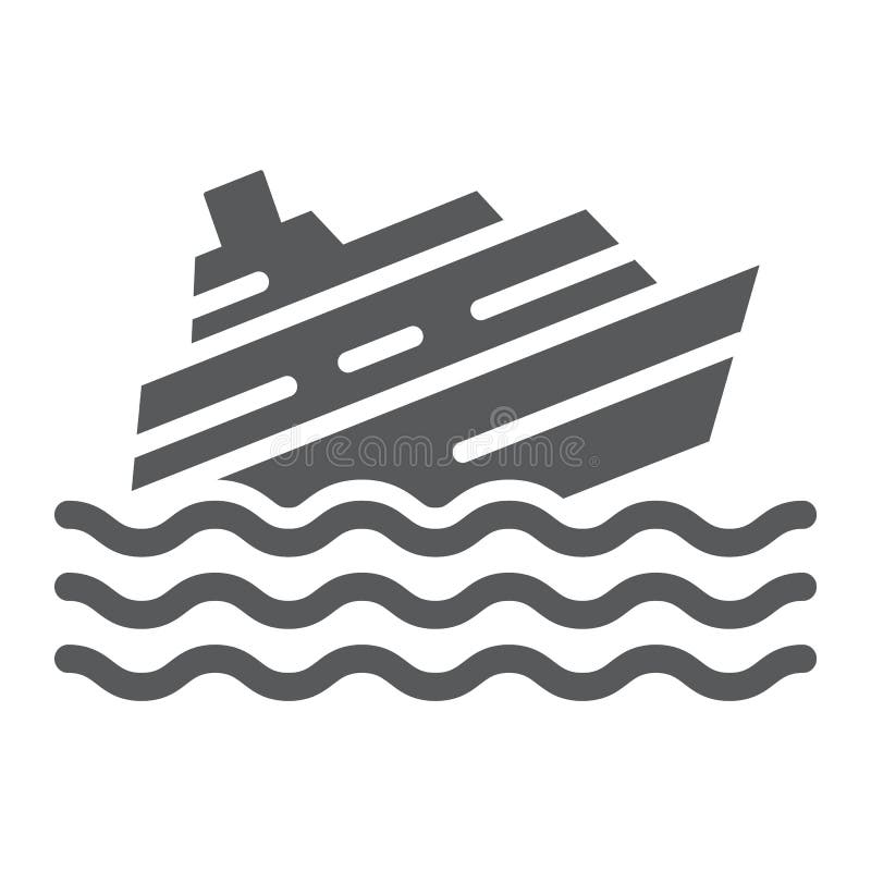 Sinking Ship Line Icon, Disaster and Water, Boat Catastrophe Sign ...