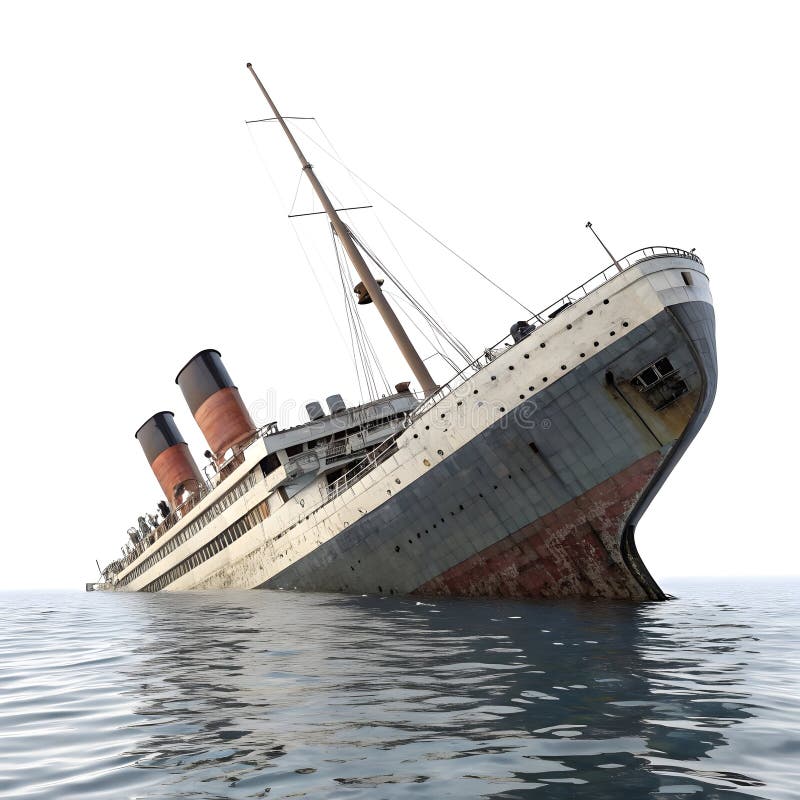 Sinking Ship Icon 3D Render Isolated on White Background Stock Illustration - Illustration of ...