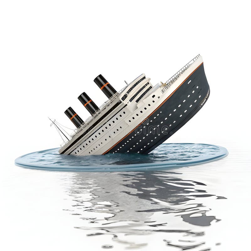 Sinking Ship Icon 3D Render Isolated on White Background Stock ...
