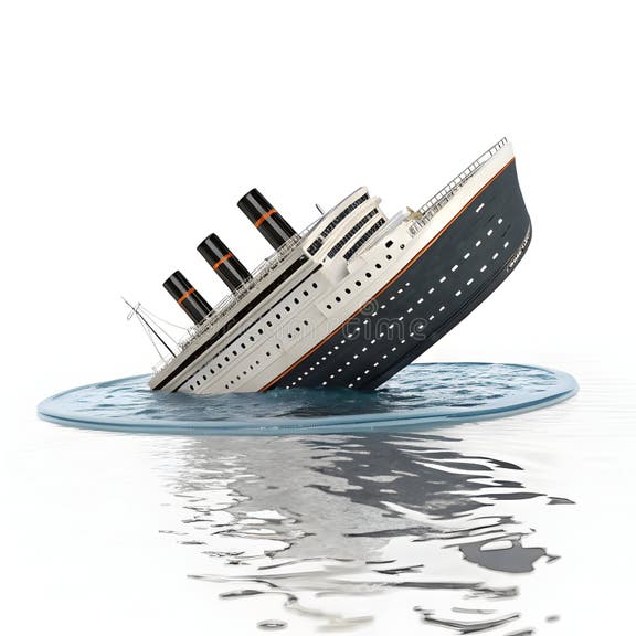 Sinking Ship Icon 3D Render Isolated on White Background Stock ...