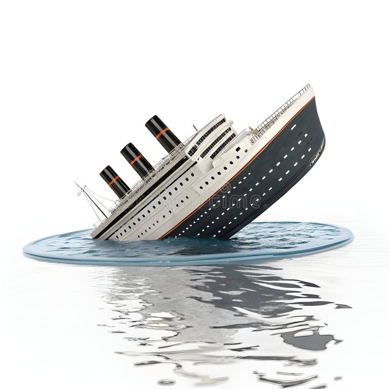 Sinking Ship Icon 3D Render Isolated on White Background Stock ...