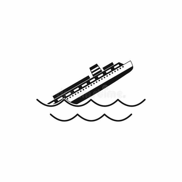 Sinking Ship Icon, Simple Style Stock Vector - Illustration of flop ...
