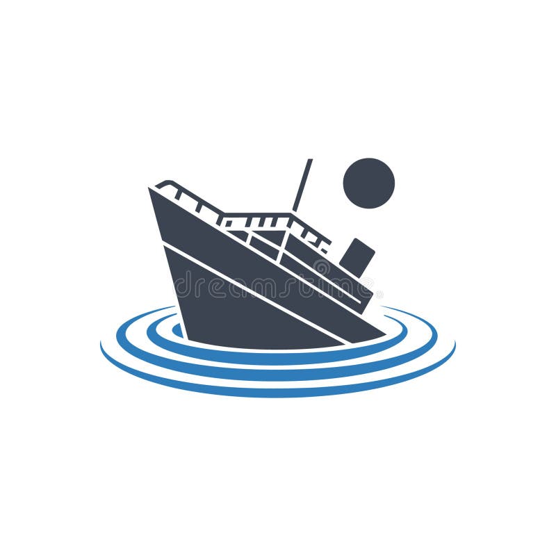 Sinking Ship Side icon stock vector. Illustration of water - 348613534