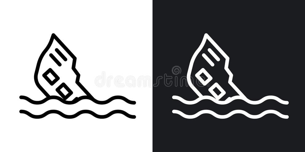 Sinking Ship Thin Line Vector Icon Set Stock Vector - Illustration of ...