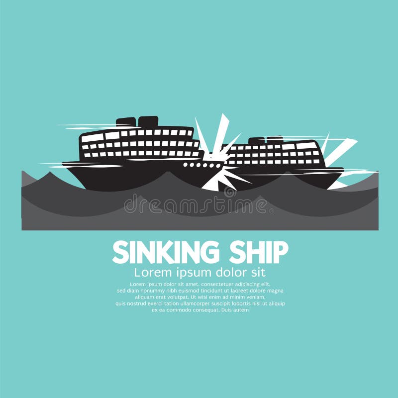 Sinking Ships Black Graphic Stock Vector - Illustration of accident ...