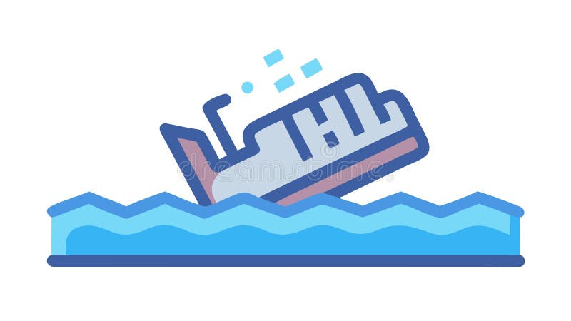 Sinking Shipwreck Icon, Maritime Disaster Ocean Hazard. Vector Design ...