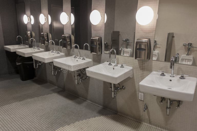 Sinks in public restroom stock photo. Image of clean - 42362734