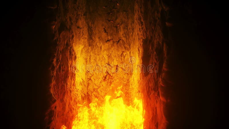Sinners Fall To Hell Fire. Religious Concept. Realistic 4k Animation ...